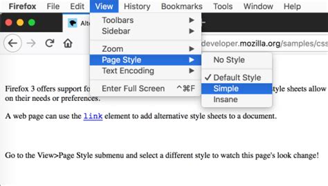 Alternate And User Style Sheets