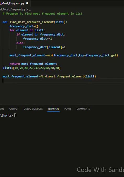 Most Frequent Element In List Python List Python Youtube
