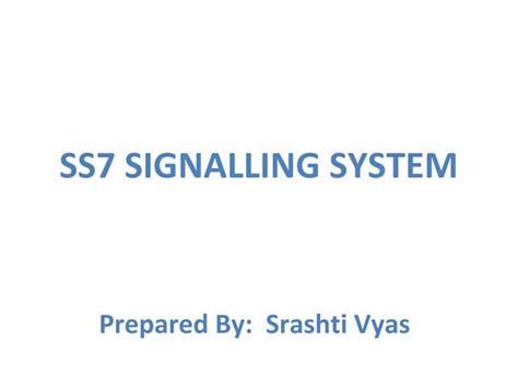 Ss7 Signalling System For Telecommunication Engineering Pdf