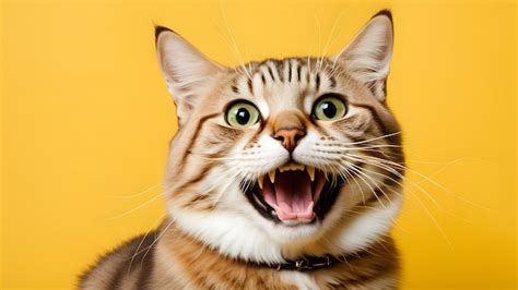 A Cat With A Big Mouth Premium Ai Generated Image