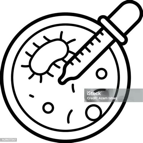 박테리아 배양 분석 벡터 라인 아이콘 디자인 생화학 기호 생물학적 프로세스 기호 생명 과학 및 엔지니어링 스톡 일러스트레이션 세포 배양 접시 개념 0명에 대한 스톡 벡터