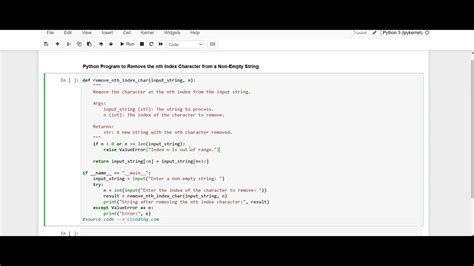 Day 65 Python Program To Remove The Nth Index Character From A Non Empty String Youtube