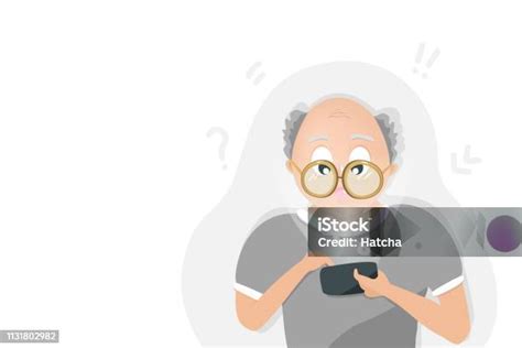 노인 휴대 전화 디지털 기술 사람 라이프 스타일 미디어 중독 만화 캐릭터 평면 디자인 벡터 검색에 대한 스톡 벡터 아트 및 기타