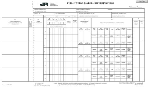 Form A 1 131 Download Fillable Pdf Public Works Payroll Reporting Form