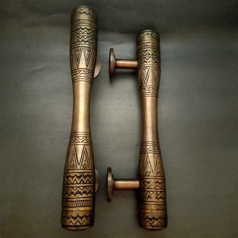 Vintage Solid Brass Main Entry Door Pull Handle Round Egypt Front Door