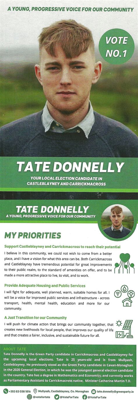 leaflet from tate donnelly green party carrickmacross castleblaney