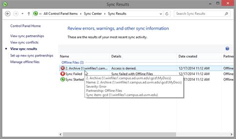 Sync Error Result Geoff UVM