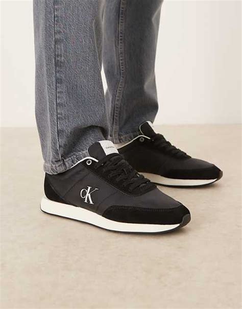 Calvin Klein Retro Runner Sneakers In Black And White Asos