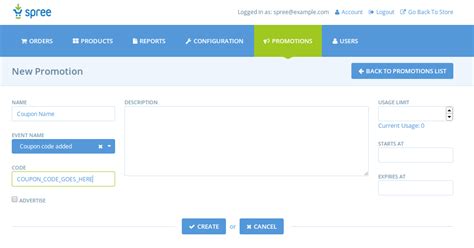 Ruby On Rails How Do I Create A Coupon Code In Spree Commerce