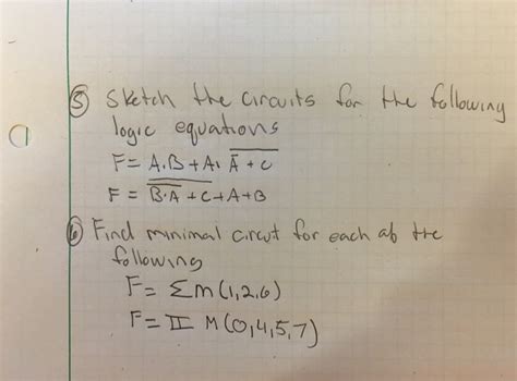 solved sketch the circuits for the following logic equations