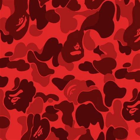 Bathing Ape Bape Red Camouflage Pattern Crew