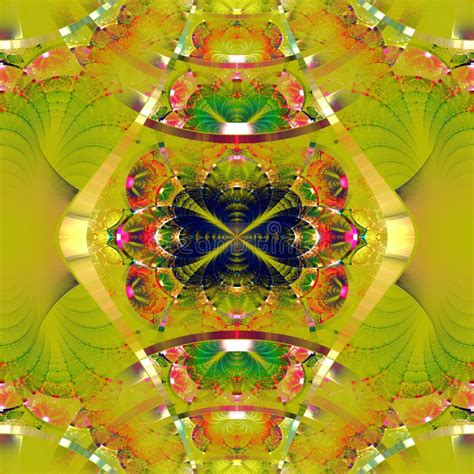 Symmetrical Fractal Pattern With Shiny Strips Stock Illustration