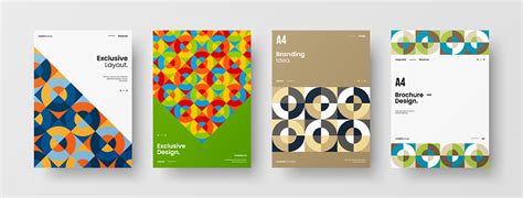 회사 Id 브로셔 템플릿 컬렉션입니다 비즈니스 프리젠 테이션 벡터 A4 수직 방향 전면 페이지 모형 세트 기업 보고서 커버 추상 기하학적 일러스트 디자인 레이아웃 번들 0