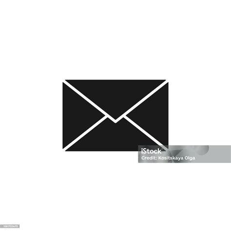 흰색 바탕에 봉투의 검은 절연된 아이콘입니다 우편 봉투의 실루엣입니다 메일 이메일입니다 평면 디자인입니다 0명에 대한 스톡 벡터 아트 및 기타 이미지 Istock