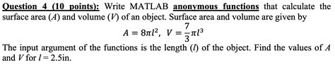 Solved Question 4 10 Points Write Matlab Anonymous