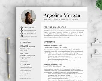 Cv Template Etsy
