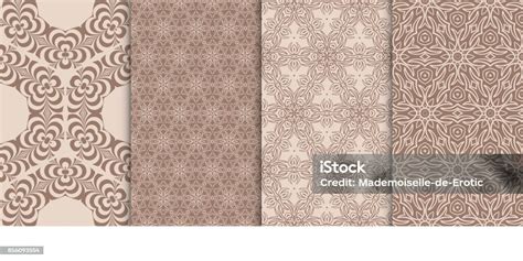 꽃 디자인의 요소와 4 기하학적 인 패턴의 설정 패션 벡터 일러스트입니다 원활한 패턴 0명에 대한 스톡 벡터 아트 및 기타 이미지 0명 격자 파이 곡선 Istock