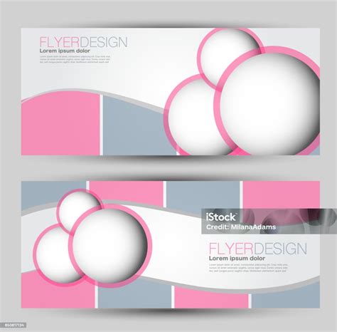 플라이어 배너 또는 웹 헤더 템플릿 집합입니다 벡터 일러스트 레이 션 프로 모션 디자인 배경입니다 핑크와 회색 색상입니다 0명에 대한 스톡 벡터 아트 및 기타 이미지