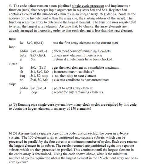 solved 5 the code below runs on a non pipelined
