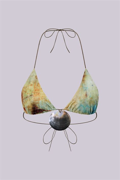 Shop Cantha Micro Triangle Bikini Top With Shell Trim Jaded London