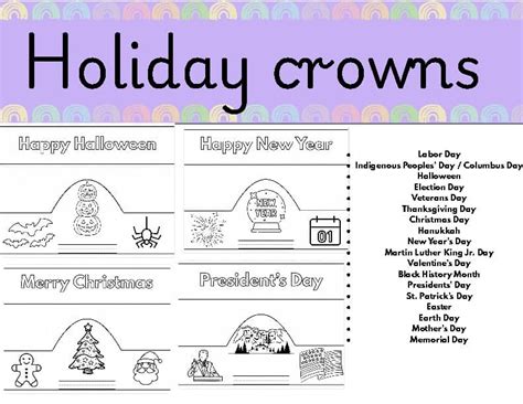 Holiday Crowns Holidays August June Prek Kinder First Grade