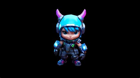 Chibi Robot With Purple Horns And Futuristic Ge Download Free 3d Model By Klrxyz [e9d1a31
