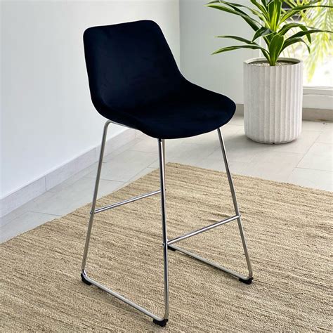 Black Velvet High Bar Stool Chrome Leg Decora Home