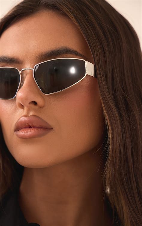 Silver Frame Bug Eye Visor Sunglasses Accessories Prettylittlething Aus