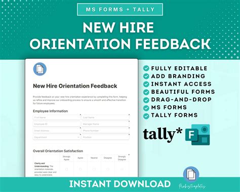 New Hire Orientation Feedback Online Form Template Probiztemplates