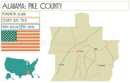 Map Of Pike County In Alabama Usa Stock Vector Illustration Of