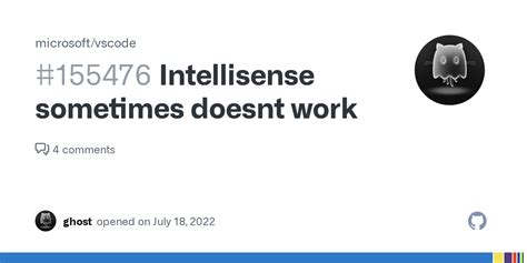 Intellisense Sometimes Doesnt Work · Issue 155476 · Microsoftvscode
