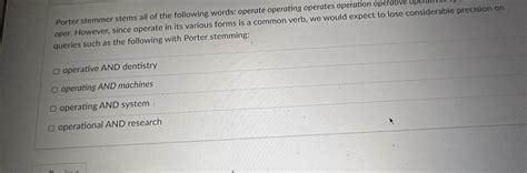 solved porter stemmer stems all of the following words