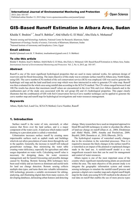 Pdf Gisbased Runoff Estimation In Atbara Area Sudan