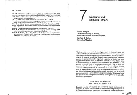 Pdf Discourse And Linguistic Theory
