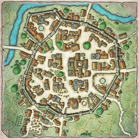 🏞 Nightfall City Map Old Town Town Map Rpg Small City Map