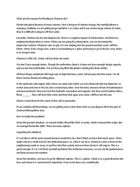 Interview Transcript Pdf Flood Water
