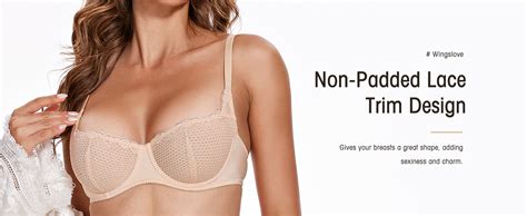 Wingslove Womens Sexy Lace Bra Mesh Balconette See Through Bralette