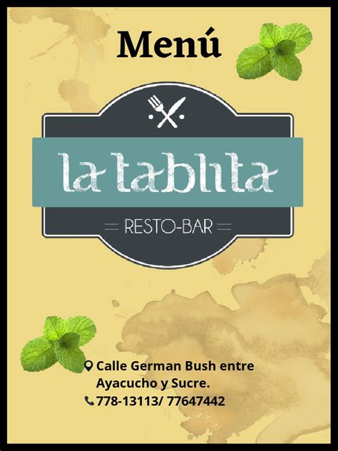 Menu La Tablita 1 1 Pdf Parilla Cocinando