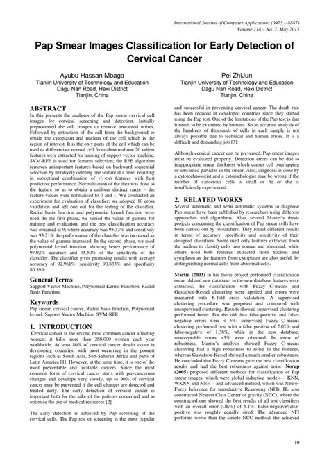 Pdf Pap Smear Images Classification For Early Detection Of Cervical