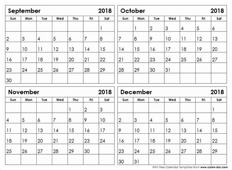 4 Month Printable Calendar