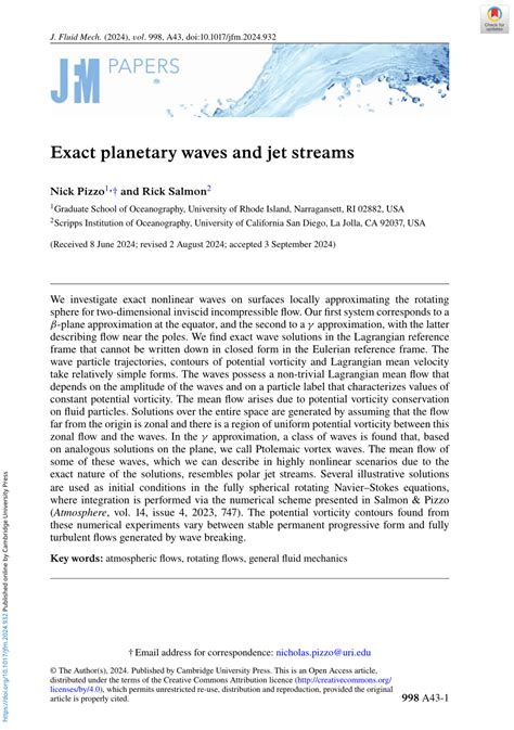 Pdf Exact Planetary Waves And Jet Streams