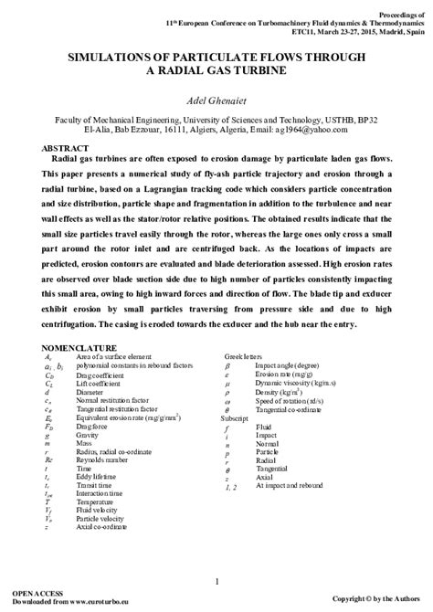 Pdf Simulations Of Steady And Unsteady Flows Through A Twin Entry Radial Turbine
