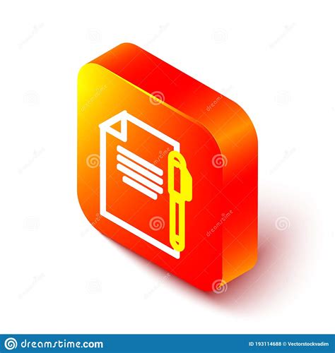 Isometric Line Document And Pen Icon Isolated On White Background File Icon Checklist Icon