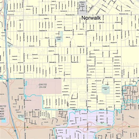 Premium Style Wall Map Of Norwalk Ca American Map Store