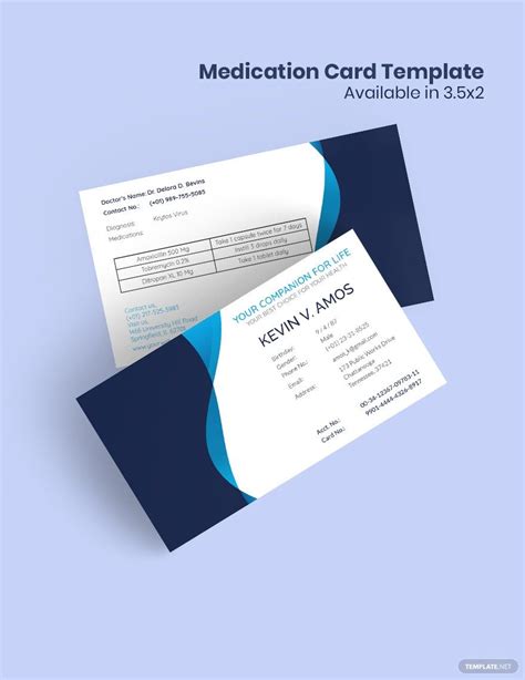 Medication Card Template In Illustrator Psd Word Publisher Pages