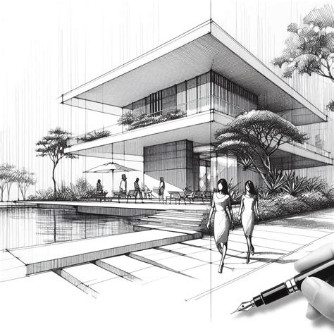 Download Ai Generated Architectural Sketch Sketch Royalty Free Stock