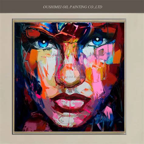 New Hand Painted Modern Abstract Knife Sexy Gril Portrait On Canvas