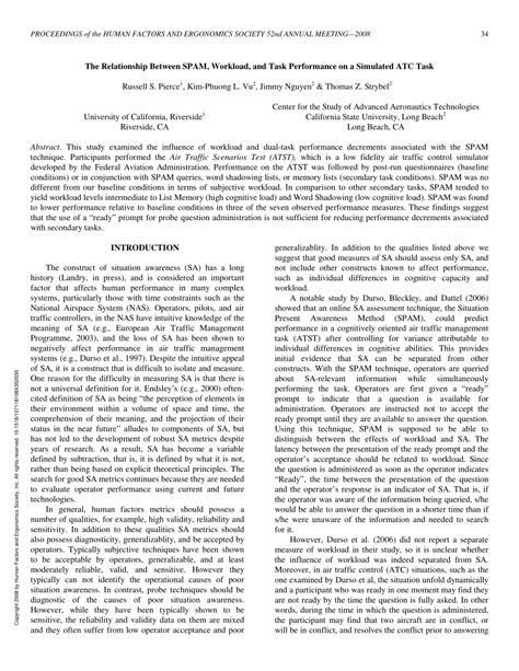 Pdf The Relationship Between Spam Workload And Task Performance On