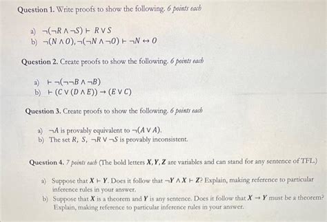 Question 1 Write Proofs To Show The Following 6