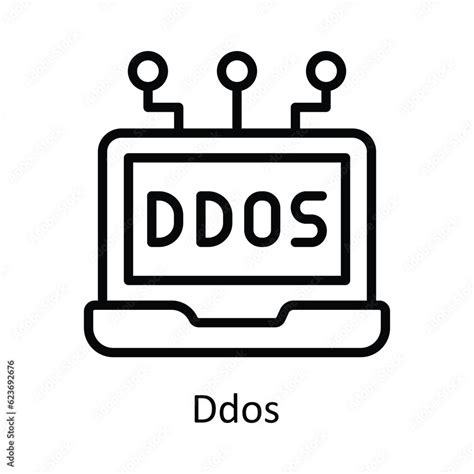 Ddos Vector Outline Icon Design Illustration Cyber Security Symbol On White Background Eps 10